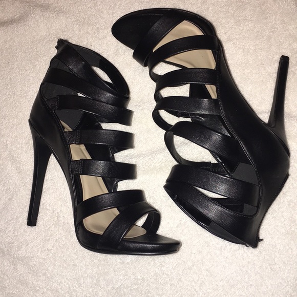 Shiekh | Shoes | Black Horizontal Strappy Heels | Poshmark